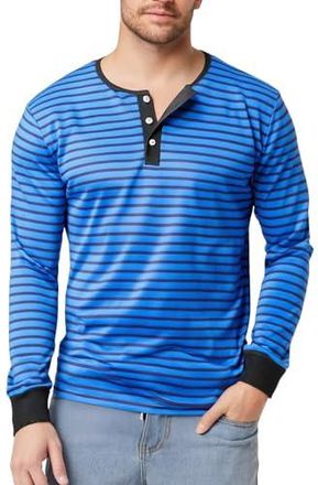 Generic Chemise basique d&eacute;contract&eacute;e pour homme, coupe classique, boutonn&eacute;e, coupe classique, l&eacute;g&egrave;re et respirante, t-shirts dext&eacute;rieur, bleu, 3XL
