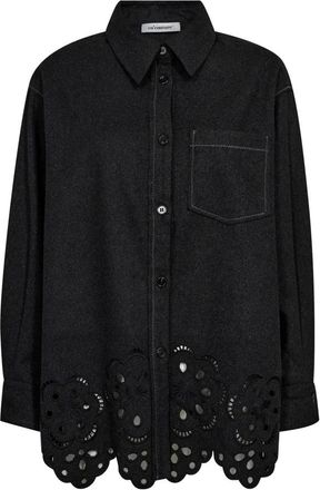 Co'Couture Femme, Blouses et Chemises, Noir, Taille: 40 FR WarrenCC Wool Embroidery Shirt Bluse 35151