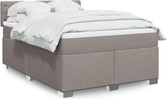 vidaXL Boxspringbett mit Matratze Taupe 160x200 cm Stoff vidaXL
