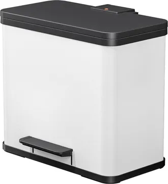 Hailo Poubelle de tri s&eacute;lectif 2 bacs &agrave; p&eacute;dale 25L (17+9) &Ouml;ko Duo Plus l Coloris - Blanc