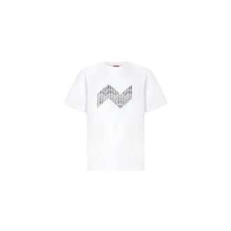 Missoni Homme, Tops, Blanc, Taille: M T-shirt &agrave; Manches Courtes avec Zigzag G&eacute;om&eacute;trique