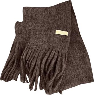 Generic &Eacute;charpe en tricot m&eacute;lang&eacute; luxueux pour une longue frange &eacute;l&eacute;gante pour lhiver douce et chaude pour un confort quotidien, caf&eacute;, Taille unique