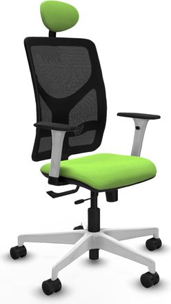 Piqueras y Crespo B&uuml;rostuhl aus Stoff, h&ouml;henverstellbar, mit Rollen, mit wei&szlig;en und schwarzen Armlehnen, h&ouml;henverstellbare Lendenwirbelst&uuml;tze und festes Kopfteil, Schwa