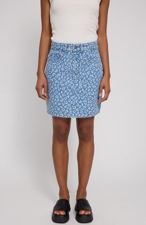 Mazine Damen vegan Minirock Bedruckter Denim Blau