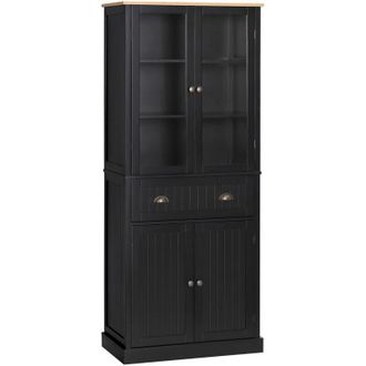 HOMCOM Buffet - HOMCOM - 4 portes dont 2 portes vitr&eacute;es et 1 tiroir &eacute;tag&egrave;res r&eacute;glables - MDF - 76x40x182.5cm - noir