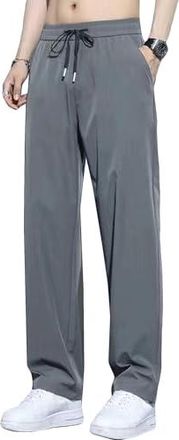 Generic Pantalon de costume fin et respirant pour homme - Pantalon l&eacute;ger d&eacute;contract&eacute; et confortable - Pantalon extensible avec cordon de serrage, Gris 3, 5XL