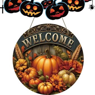 Generic Herbst-T&uuml;rschild - Rustikales Holz an der Wand, Willkommen zum Thema Ernte, langlebiges Bauernhof-Design, saisonale Kunstdekoration | Thanksgiving for