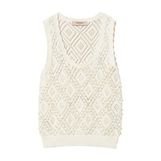 Twinset Femme, Pulls, Blanc, Taille: 42 FR V-neck Tricots