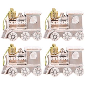 Lurrose UTHCLO 4 St&uuml;ck Weihnachtsbaumanh&auml;nger Zugform Kleine H&auml;ngende Christbaumschmuck Anh&auml;nger Langlebige Kunststoff Deko in Champagnergold f&uuml;r Weihnachtsfe