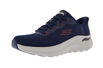 Skechers Herren Arch Fit 2.0 Lestur Sneaker, Navy Mesh/Synthetic/Red Trim, 48.5 EU