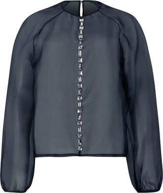 Fabiana Filippi Femme, Blouses et Chemises, Bleu, Taille: 38 FR Gilet Boutonn&eacute; Orn&eacute;
