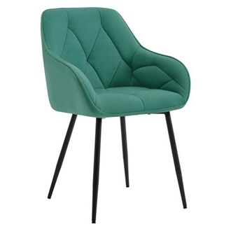 Woltu Chaise de Salle &agrave; Manger, Chaise de Cuisine Rembourr&eacute;e avec Dossier, Accoudoirs, Pieds en M&eacute;tal, pour Salon, Bureau, Coiffeuse, en Velours, Vert Turc,