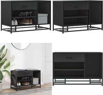 vidaXL vidaXL Schuhbank Schwarz 80x40x53,5 cm Holzwerkstoff und Metall