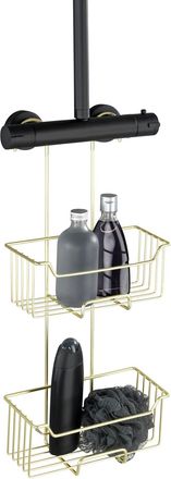 WENKO Thermostat-Dusch-Caddy Mod. Milo, 2 Etagen, Duschregal zum Hängen an die Armatur, Ablage aus Edelstahl (rostfrei), 25 x 55 x 14 cm, Gold