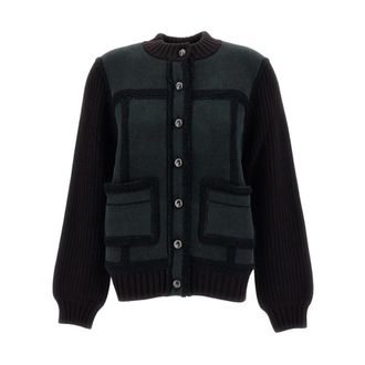 Barrie Colorblock-Strickjacke - - Knitwear - Damen - Gr&uuml;n - M