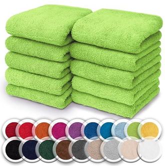 NatureMark 10er-Set Frottee-Waschlappen für Gesicht und Hände - 100% Baumwolle, weich und saugfähig - 30×30 cm, Apfel Grün