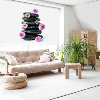 Blindecor Digital | Rollo transparent Bedruckt | Familie Zen| Modell Z-Pinkstone | 150 x 180 cm (Breite x Höhe) | Stoffgröße 146 x 175 cm | Fensterrollos