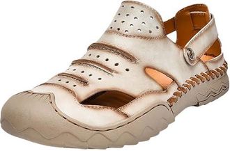 Generic Sandales fermées en cuir pour homme - Sandales de sport fermées - Sandales de trekking respirantes - Antidérapantes - Chaussures de randonnée - Sandal