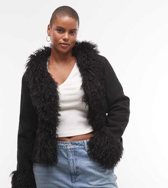 Collusion Plus veste afghane avec bordure en faux-fur noire