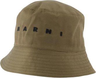 Marni Femme, Accessoires, Vert, Taille: ONE Size Logo Bucket Hat