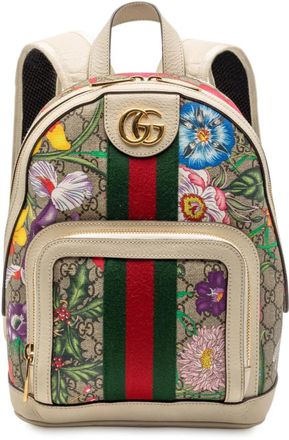 Gucci Rucks&auml;cke - Small GG Supreme Flora Ophidia Backpack - Gr. unisize - in Braun - f&uuml;r Damen
