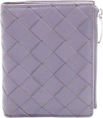 Bottega Veneta Portefeuille Bifold en cuir Intrecciato Pre-owned - Femme - Pre-owned - Violet - Taille: ONE Size