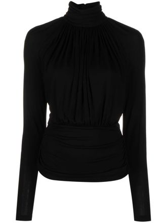 Saint Laurent Top mit Stehkragen - Schwarz