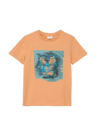 s.Oliver Jungen 2143149 T-Shirt mit Frontprint, orange, 104/110