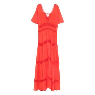 Forte_Forte Femme, Robes, Rouge, Taille: 40 FR Lace-Trim Short-Sleeve V-Neck Maxi Dress