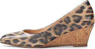 elashe Femme Compensées Escarpins Petit Talon Bout Pointu À Enfiler Chic Verni LéopardEU39