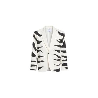 Moschino Homme, Costumes, Blanc, Taille: L Veste en coton &eacute;pais imprim&eacute;