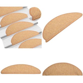 vidaXL Treppenmatten Selbstklebend Sisal-Look 15 Stk. 65x21x4 Sisal - Treppenmatten - Teppiche F&uuml;r Treppen - Stufenmatten - Rutschfeste Treppenl&auml;ufer