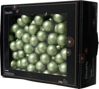 Kaemingk Weihnachtskugeln am Draht Glas 2,5cm x 144 St&uuml;ck Spiegelbeeren Matt - kleine Dekokugeln - Christbaumschmuck & Weihnachtsdeko - Matchagr&uuml;n