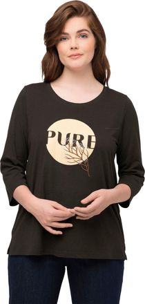 Ulla Popken Damen with Pure-Print T-Shirt, Schwarzbraun, 42-44