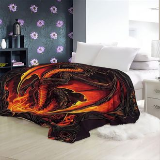 Generic Decke 180 x 220 cm Kuscheldecken Sanft Flanell Weich Fleecedecke Dunkler Fantasy-Drache Bedruckte Decke f&uuml;r das Schlafzimmer Unschlagbar Weich Und Gem