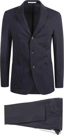 Eleventy Homme, Costumes, Bleu, Taille: S Costume Seersucker crois&eacute;