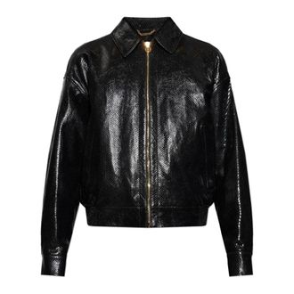 Versace Homme, Vestes, Noir, Taille: L Blouson en cuir effet python