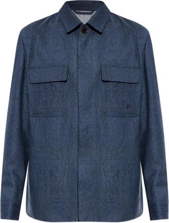 Etro Homme, Vestes, Bleu, Taille: M Veste-chemise en laine