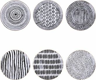 Villa D'Este Home Tivoli Set aus 6 Obsttellern Masai Black aus Porzellan