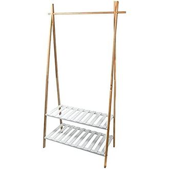 MSV Kleiderst&auml;nder Bambus Garderobe Garderobenst&auml;nder Kleiderstange Ablage natur Bambus Mia - 84 x 45 x 180 cm