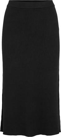 Vila VICOMFY A-Line Knit Skirt-Noos Jupe mi-Longue, Black, XS Femme