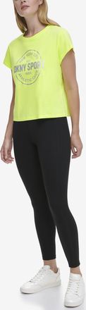 DKNY Womens Metallic Athletic Mesh Shirt, Zest, XX-Small