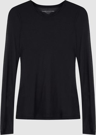 Majestic Filatures Tee-shirt Col Rond Manches Longues Noir