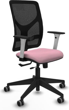 Piqueras y Crespo Schreibtischstuhl Rosa mit wei&szlig;en und schwarzen Armlehnen, h&ouml;henverstellbare Lendenwirbelst&uuml;tze, ausgestattet mit Syncro/Traslack und Schneideschaum. 