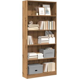 vidaXL Vidaxl - Biblioth&egrave;que ch&ecirc;ne artisanal 80x24x176 cm - Bois ding&eacute;nierie - 5 &eacute;tag&egrave;res - Fixation murale incluse - Facile &agrave; entretenir