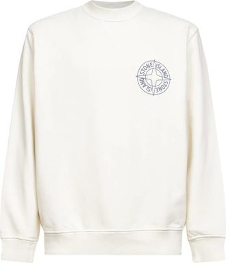 Stone Island Homme, Sweatshirts et sweats &agrave; capuche, Blanc, Taille: M SweaT-shirt ras du cou c&ocirc;tel&eacute;