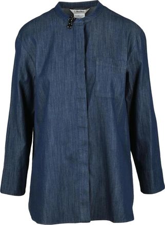 Max Mara Femme, Blouses et Chemises, Bleu, Taille: 36 FR Ricamo Shirt