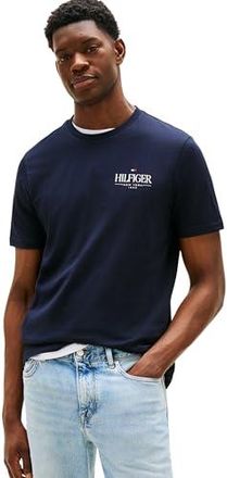 Tommy Hilfiger T-Shirt Manches Courtes Homme Stack Tee Regular Fit, Bleu (Desert Sky), XL