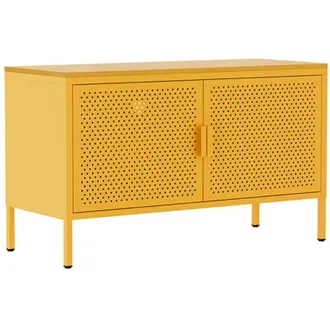 Oviala Buffet moderne 2 portes L100 cm en métal jaune
