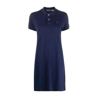 Polo Ralph Lauren Femme, Robes, Bleu, Taille: 38 FR Robe Midi Bleue avec Polo Pony